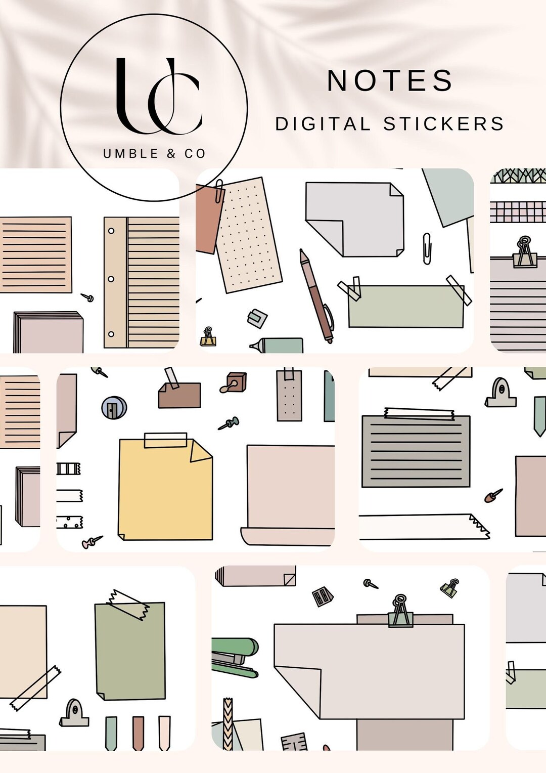 DIGITAL DOWNLOAD STATIONARY Reminder and Hand Drawn Multiple Trendy ...