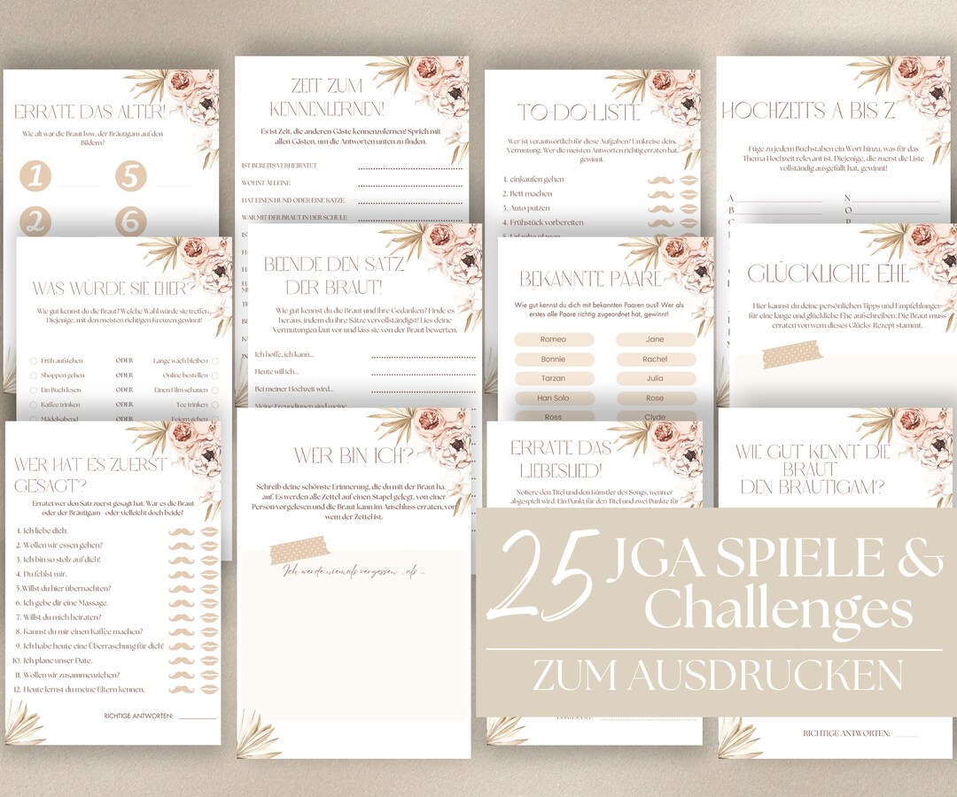 Boho Hen Party Games, 25 Hen Party Games Set, Bridal Shower Tasks ...