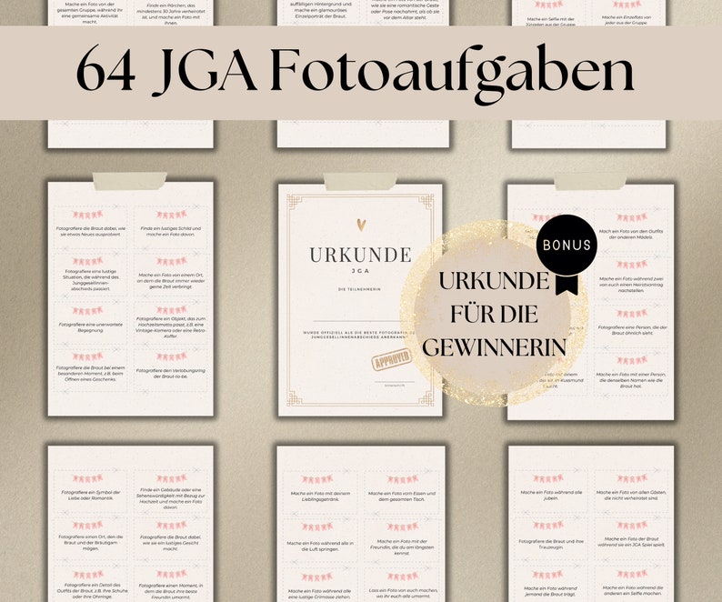 JGA Fotoaufgaben, Spiel JGA, 64 Aufgaben für den ...