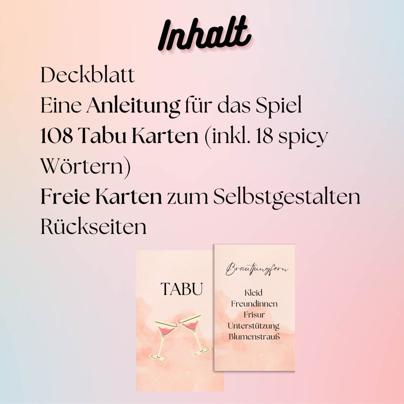 Junggesellinnenabschied Spiele, Brautparty Tabu Spiel, JGA ...