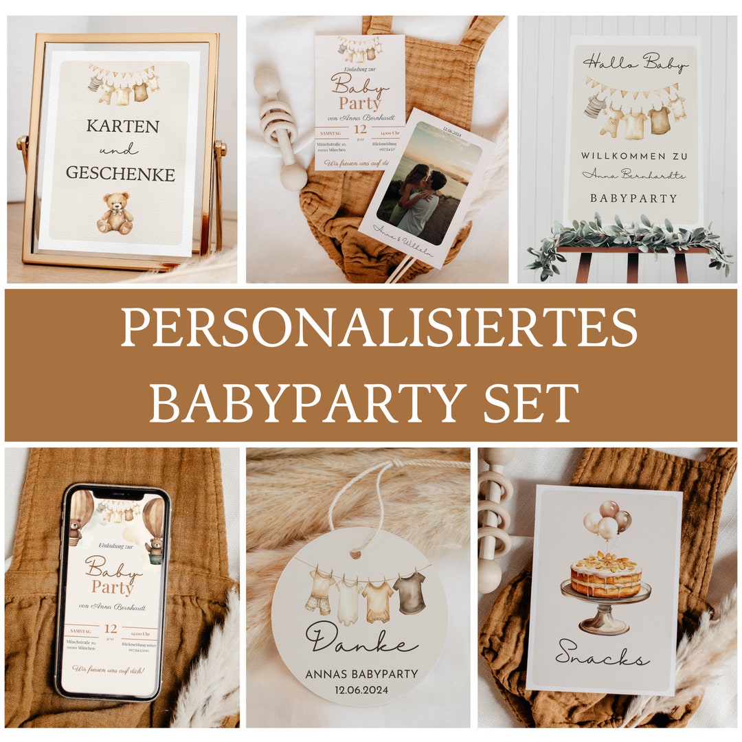 Personalized Baby Shower Set With Baby Shower Games, Individual Baby ...