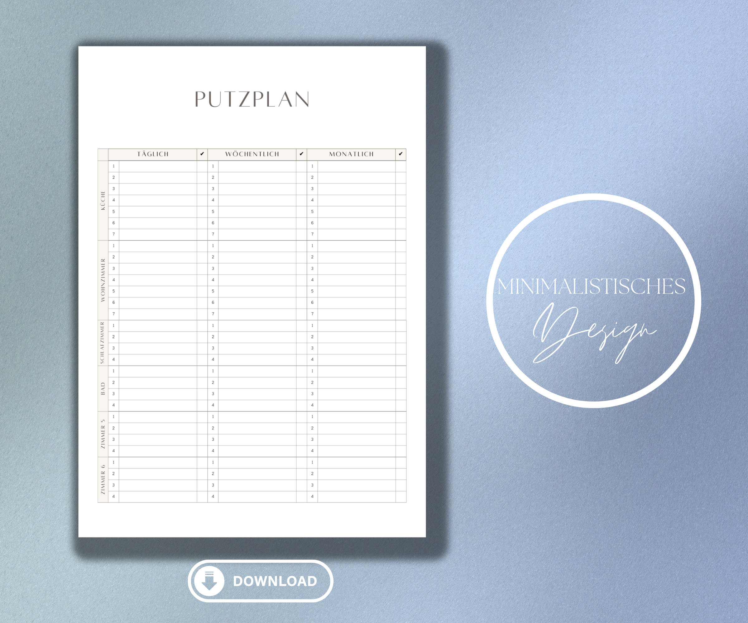 Putzplan Vorlage zum Ausfüllen, Reinigungsplan PDF, Putzplan monatlich ...