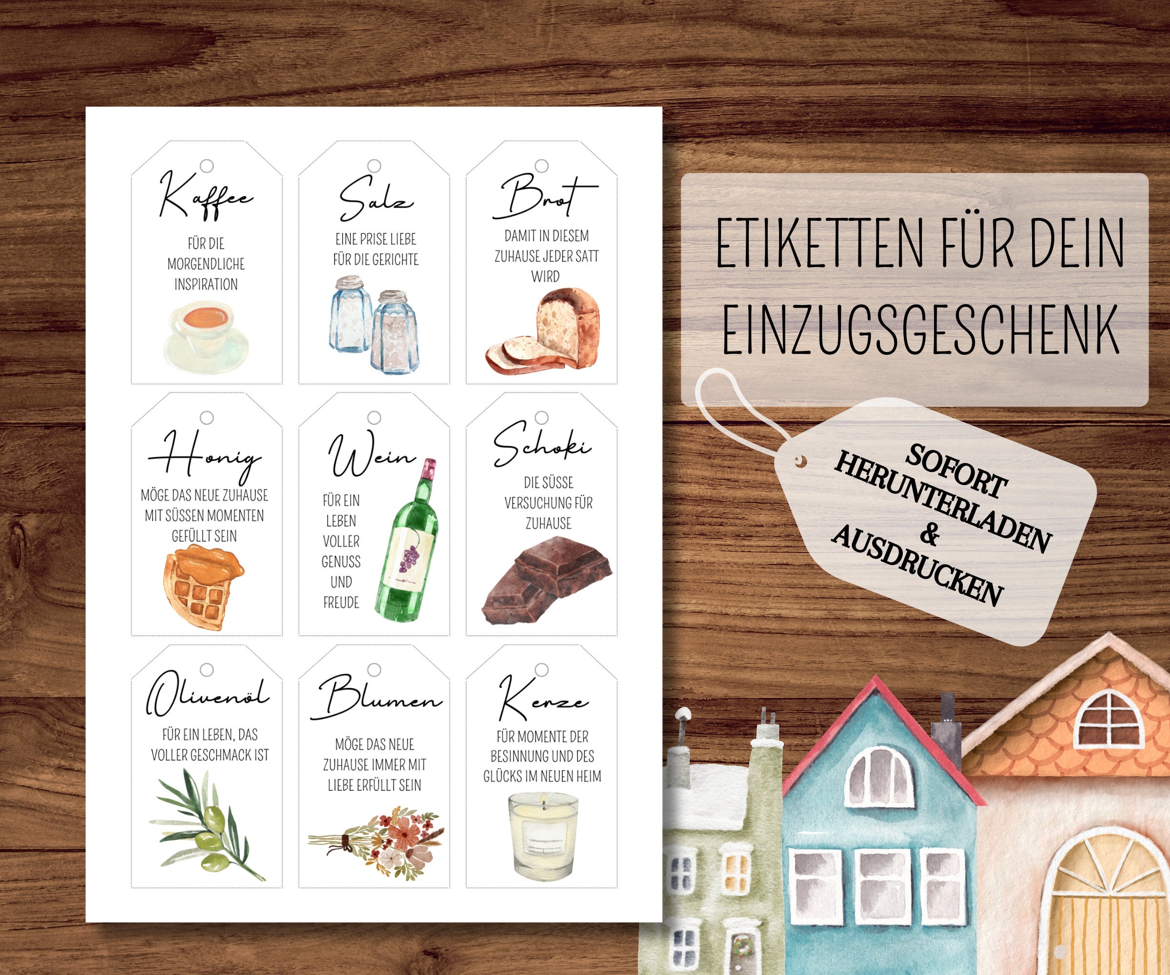 Housewarming Gift Bread Salt Labels, Housewarming Gift, Gift Tags ...