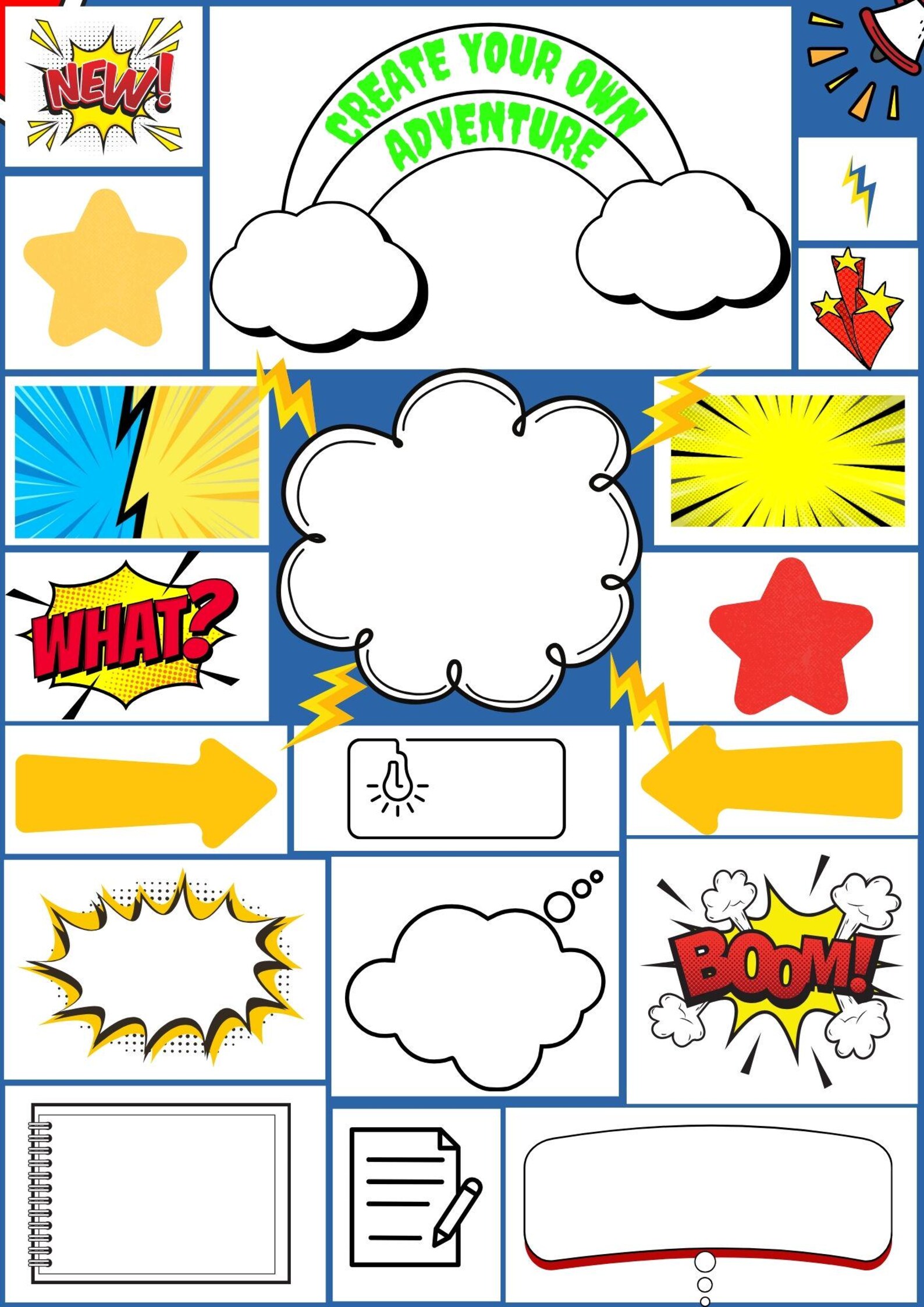 Blank Comic Book Template for Kids - Create Your Own Adventure! Fun DIY ...