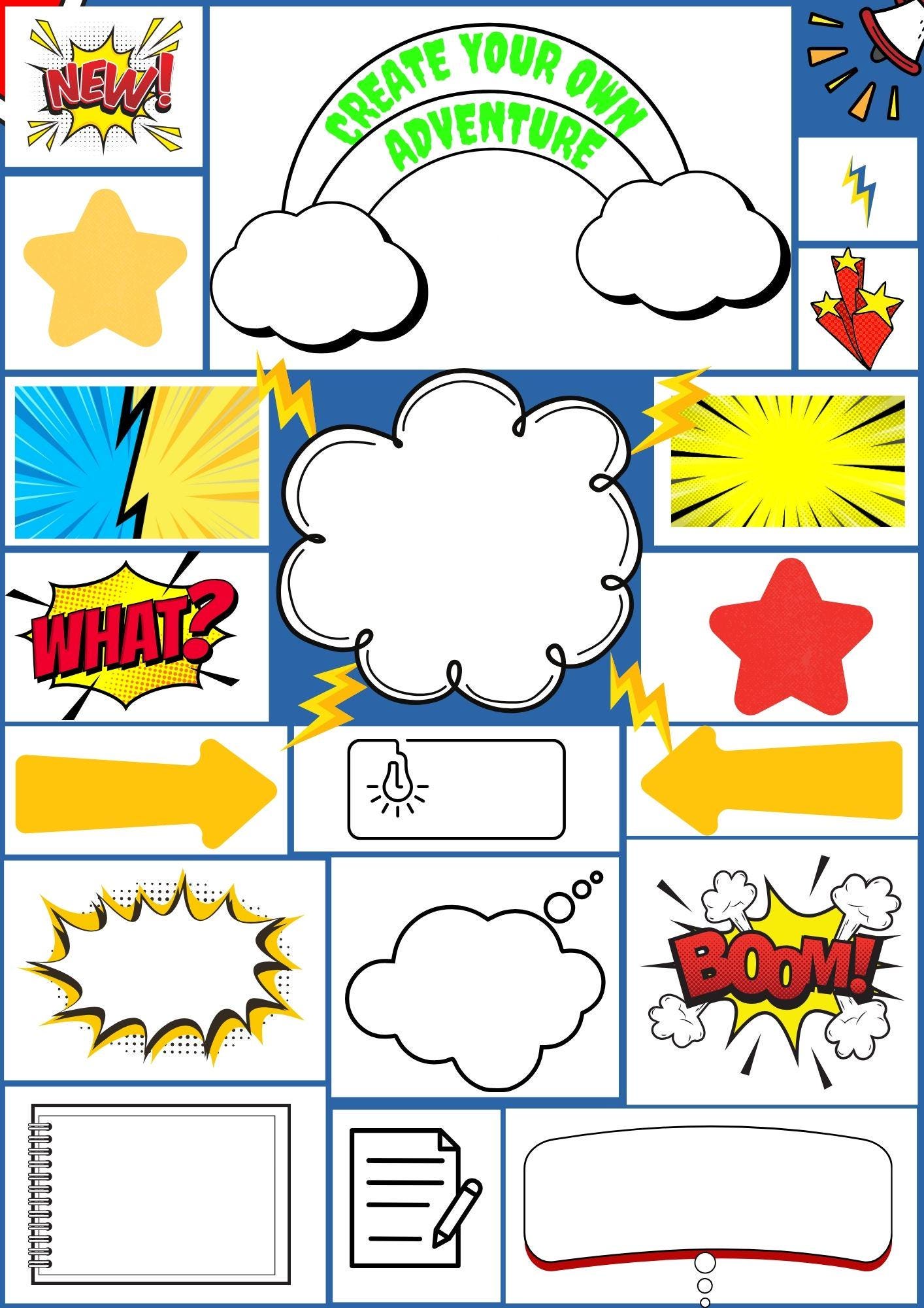Blank Comic Book Template for Kids - Create Your Own Adventure! Fun DIY ...