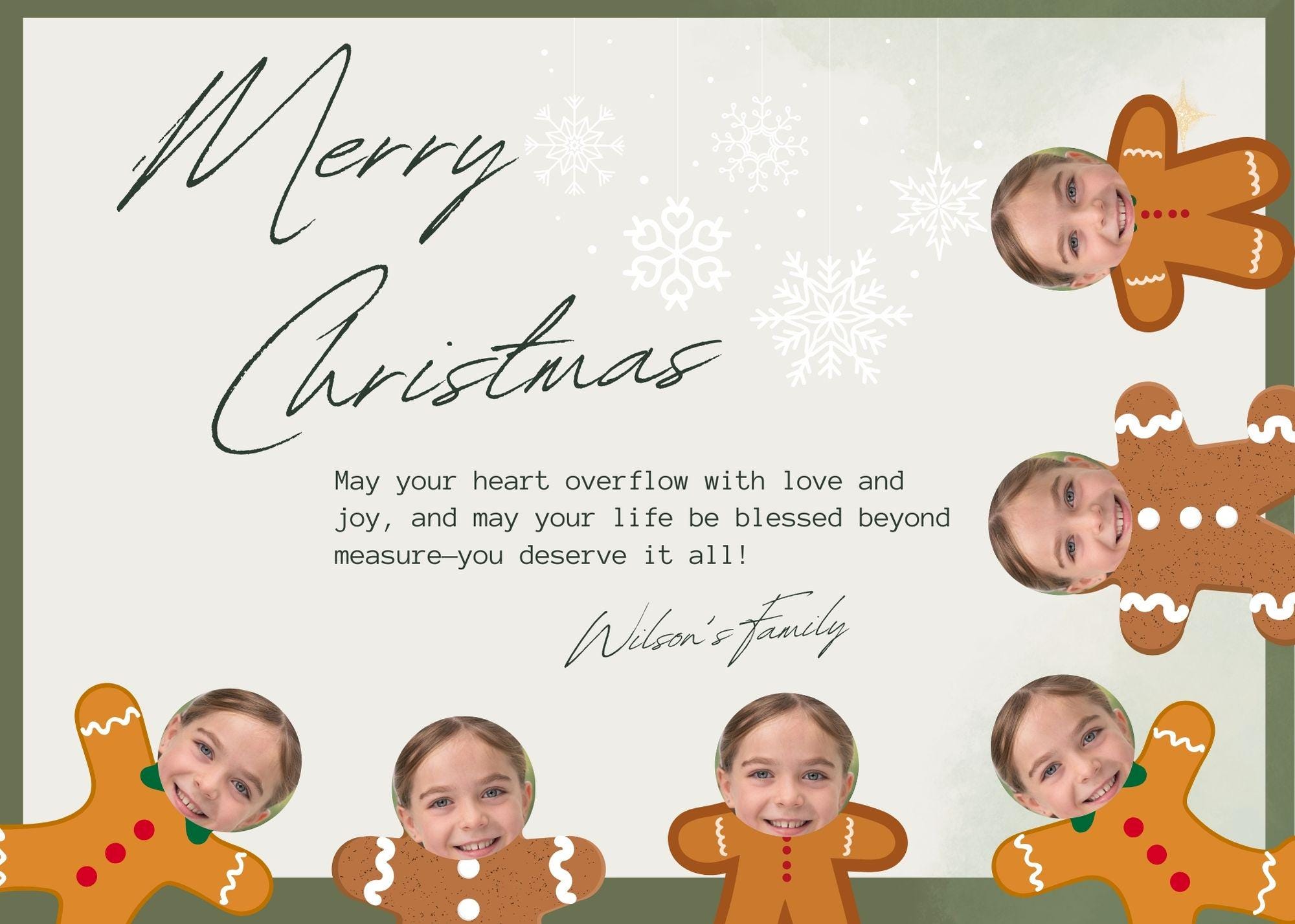 Personalized Gingerbread Christmas Card | Editable Canva Template With ...