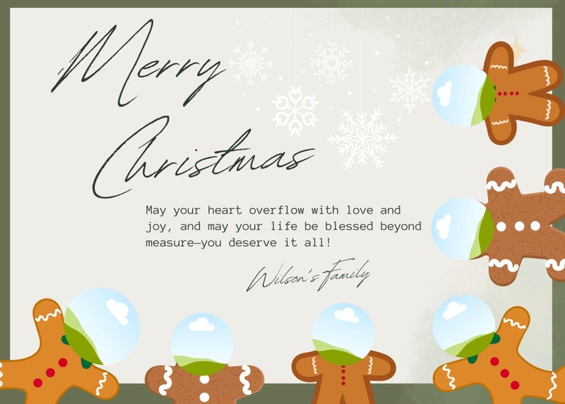 Personalized Gingerbread Christmas Card | Editable Canva Template With ...
