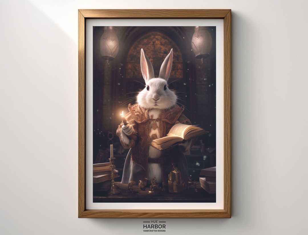 Pulled Out of a Hat Rabbit With Magical Powers Digital Animal Portrait ...