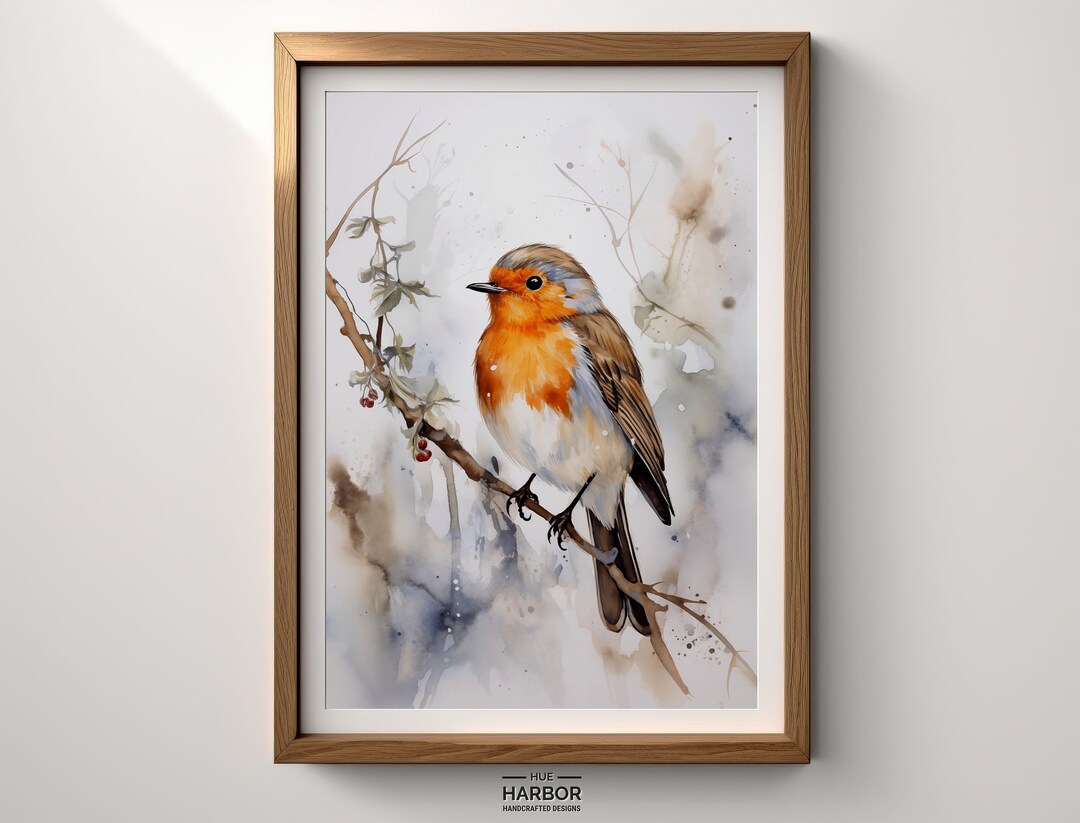 Watercolor Painting Robin - Digital Art in High Resolution Quality ...
