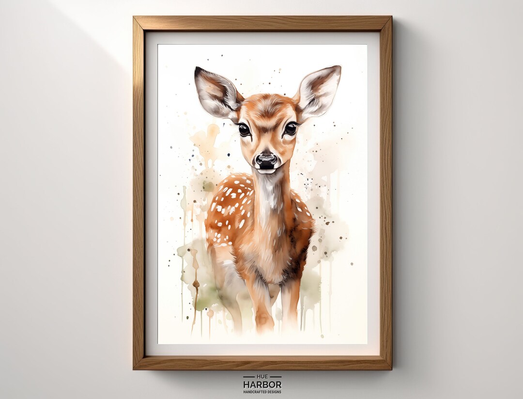 Watercolor Painting of a Deer - Digital Art in High-resolution Quality ...
