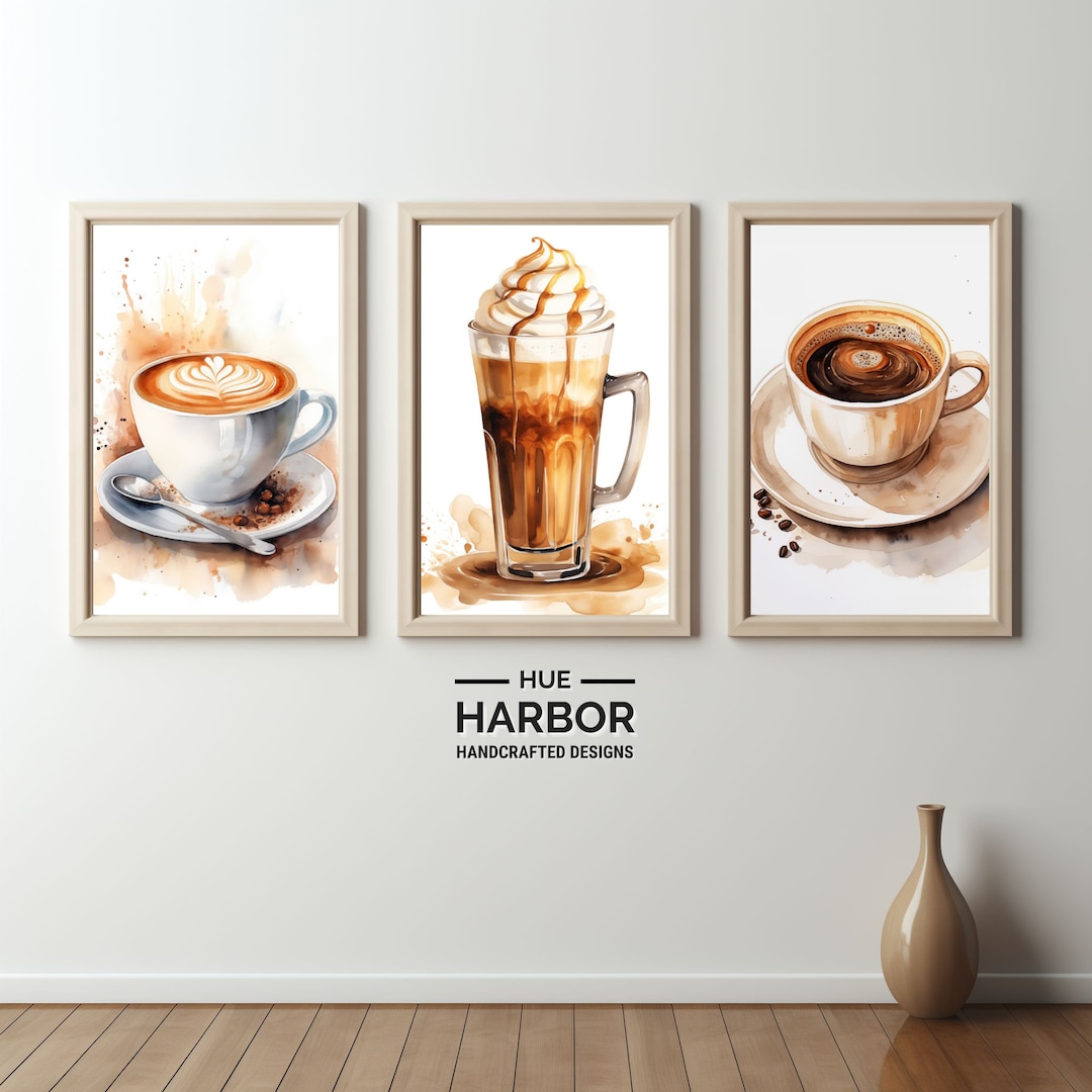 Types of Coffee Painted in Watercolor - 3 Pictures in a Set - Digital ...
