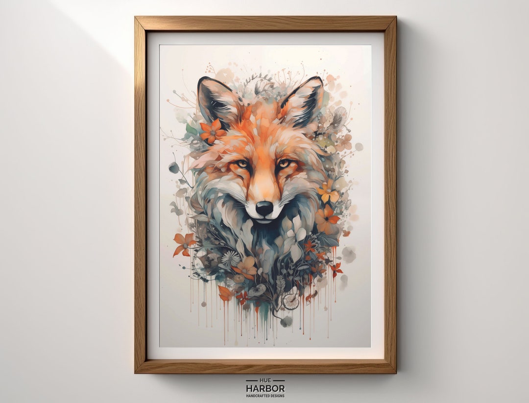 Watercolor Painting Fox Digital Art in High Resolution Quality ...