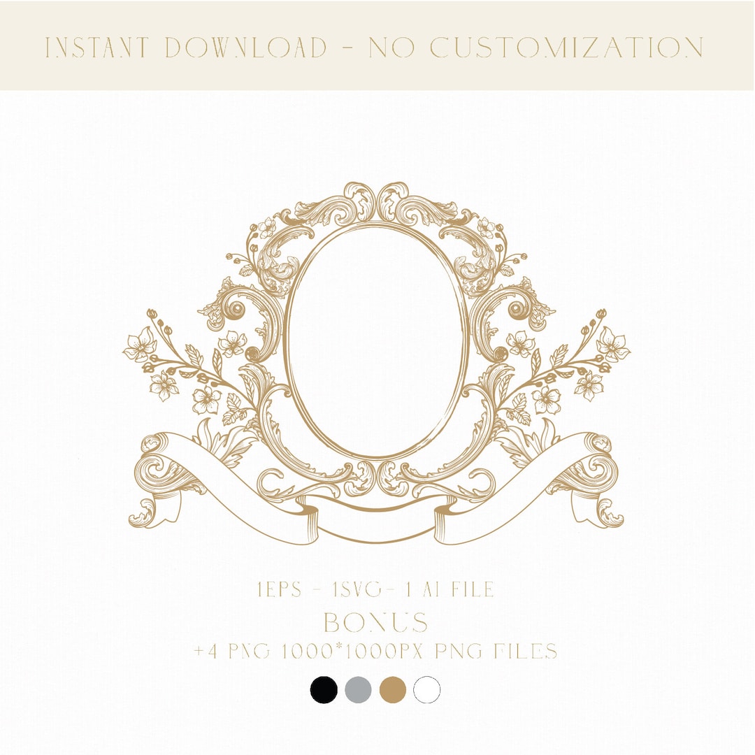 Elegant Wedding Monogram Crest, Floral Vintage Monogram Wedding Crest ...