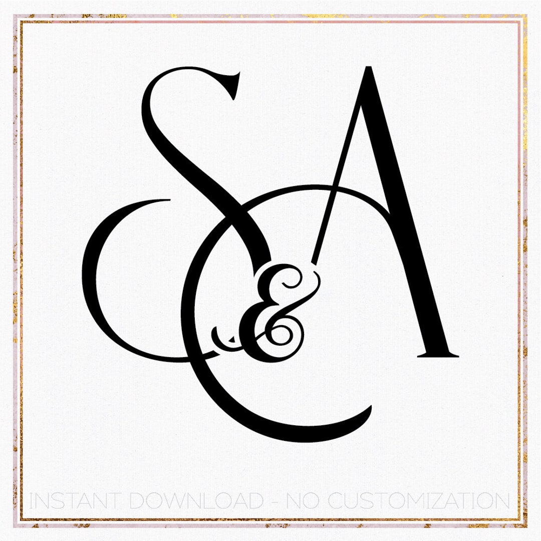 Minimalist Wedding Monogram Logo Design, Initials SA AS (digital ...