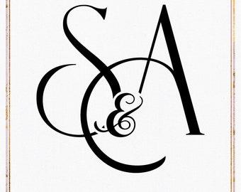 Modern Wedding Monogram, Premade Logo Design, Wedding Couple Logo ...