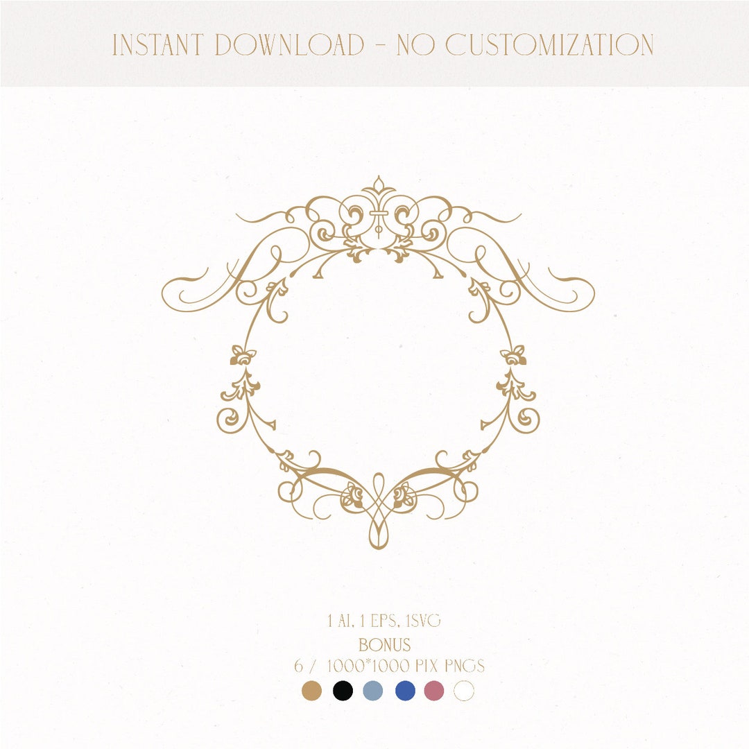 Classic Wedding Monogram Digital Download for Napkins and Monogram Stickers Ornate Scroll Logo ...