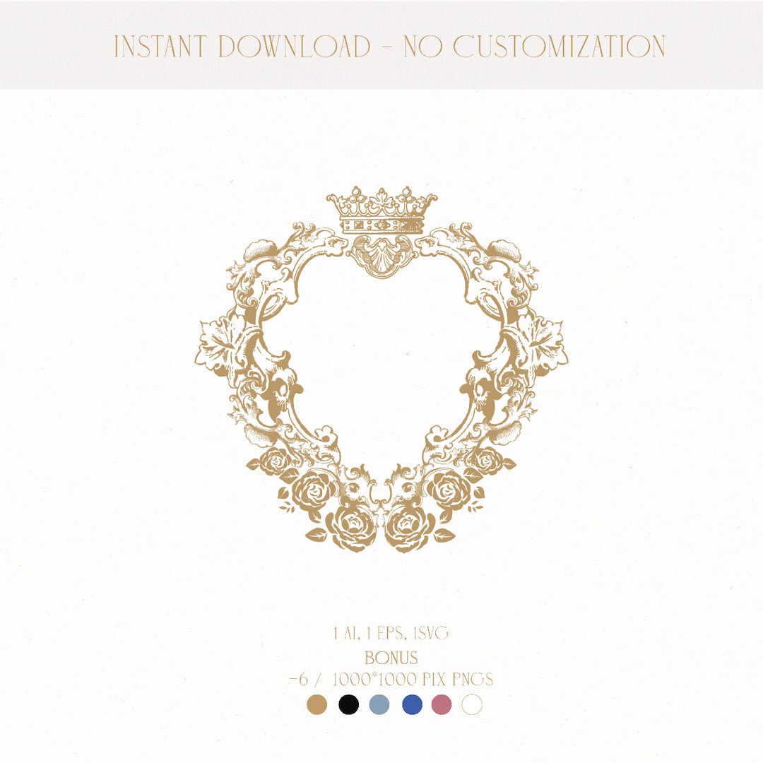 Wedding Crest Digital Download, Vintage Monogram Crest for Personalized ...