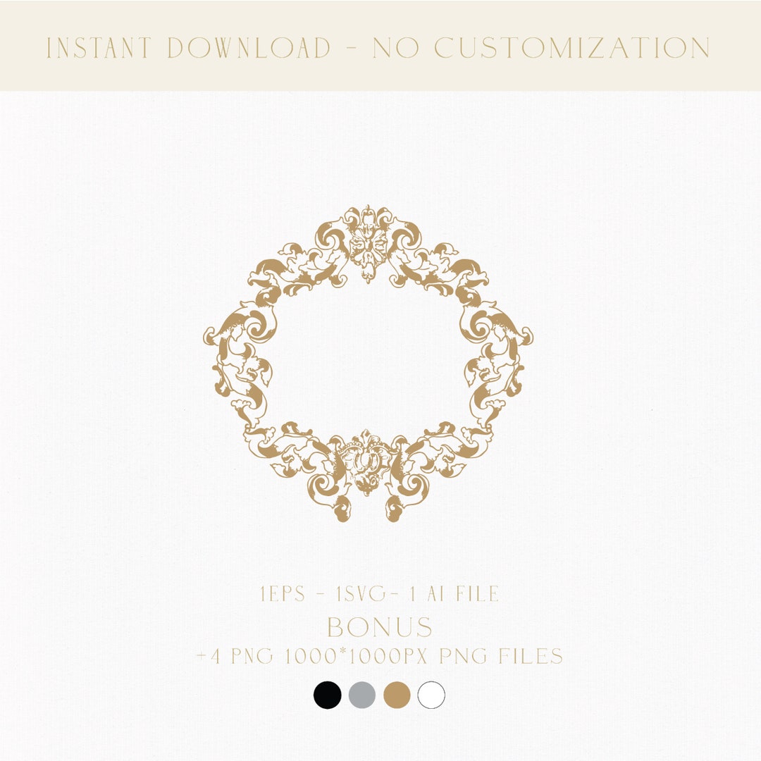 Classic Vintage Monogram, Antique Frame and Monogram Border, Gold ...