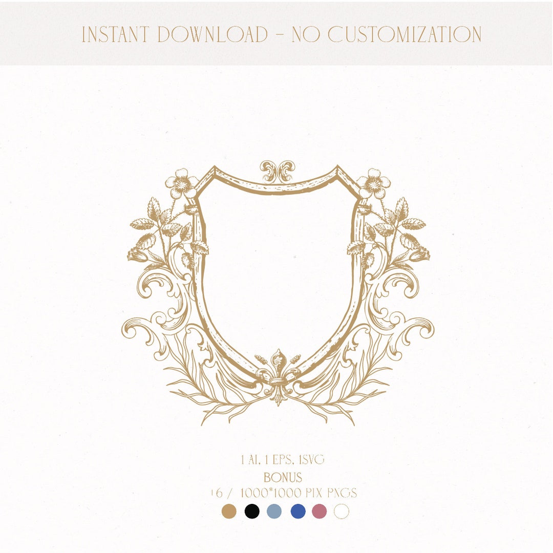 Vintage Monogram,floral Vintage Monogram Wedding Crest,blue Antiqued ...