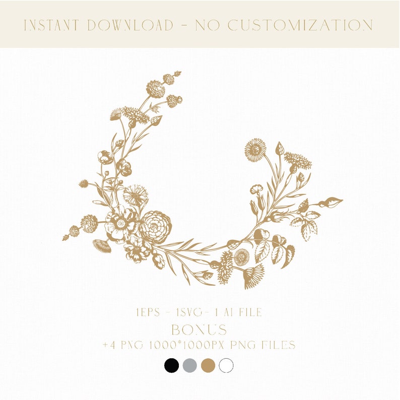 DIY Wedding Monogram, Floral Crest, Crest Svg, Floral Frame, Decorative ...