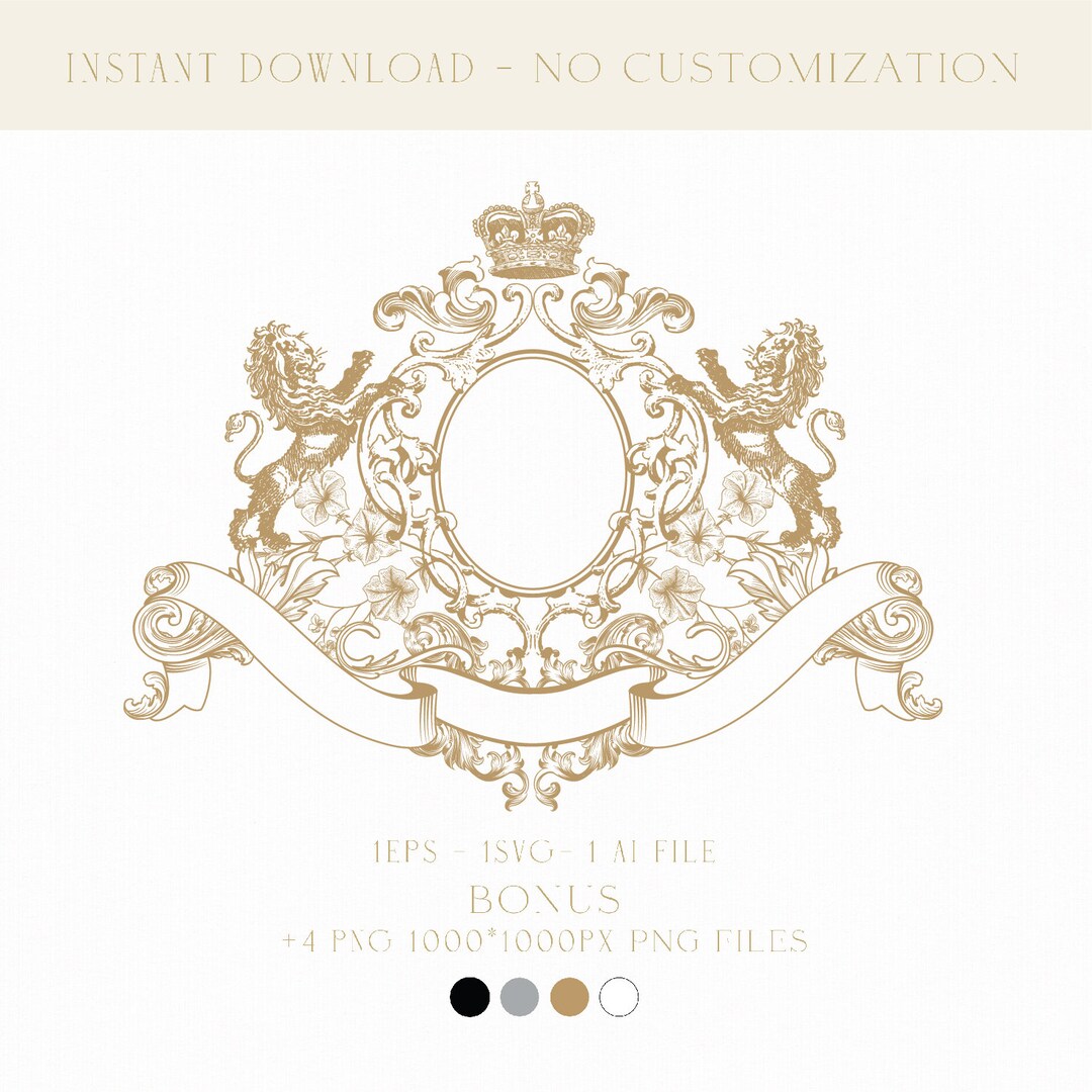 Vintage Wedding Crest Digital Download, Family Crest, Coat of Arms ...