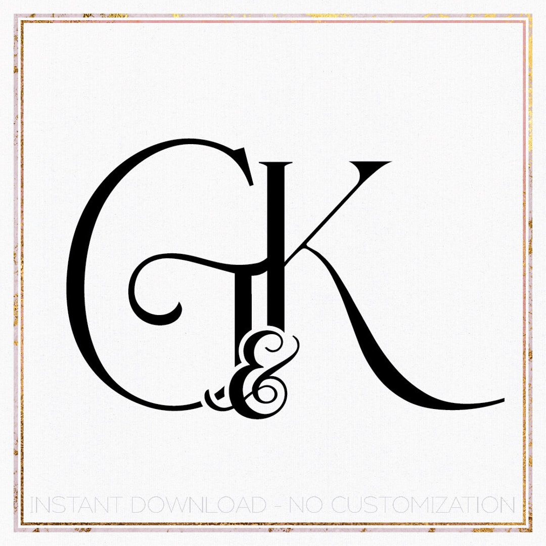 GK Wedding Monogram Logo, Minimalist Initials (digital Download - Etsy