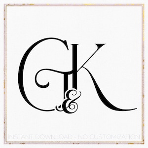 GK Wedding Monogram Logo, Minimalist Initials (digital Download - Etsy