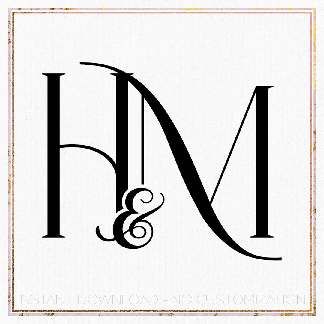 Minimalist Wedding Monogram Logo, HM Initial Design (digital Download ...