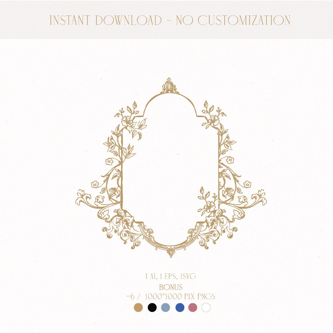 Victorian Wedding Crest Monogram, Vintage Floral Frame (digital ...