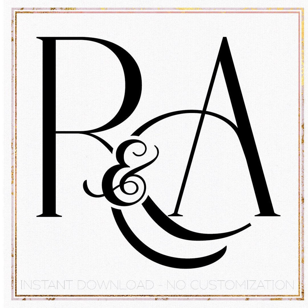 Minimalist Wedding Monogram Logo Design, RA AR Initials (digital ...
