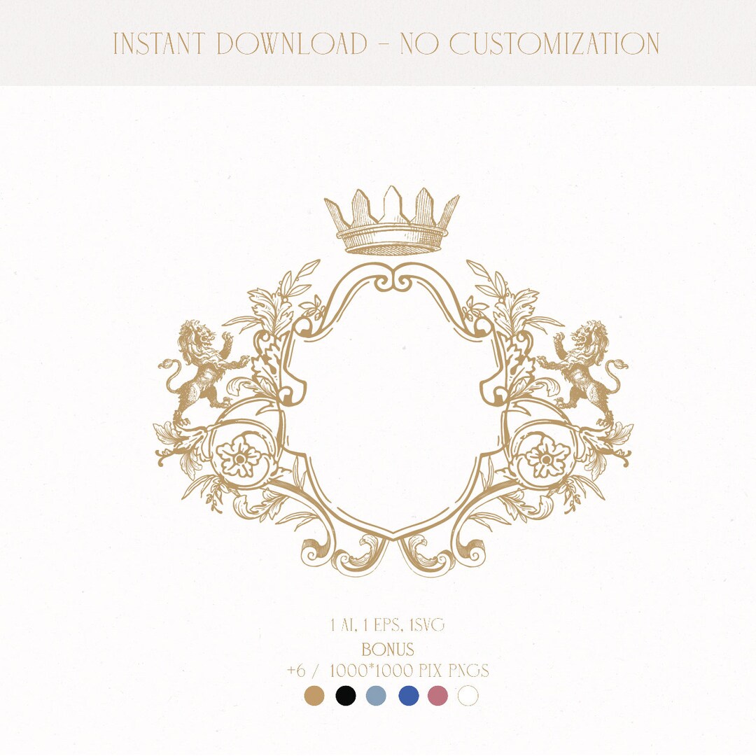 Vintage Floral Crest PNG Vintage Style Royal Wedding Crest Floral ...
