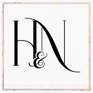Modern HN Wedding Monogram Logo Design (digital Download - Etsy