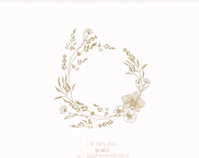 Floral Wreath Wedding Logo, Elegant Monogram (digital Download) - Etsy