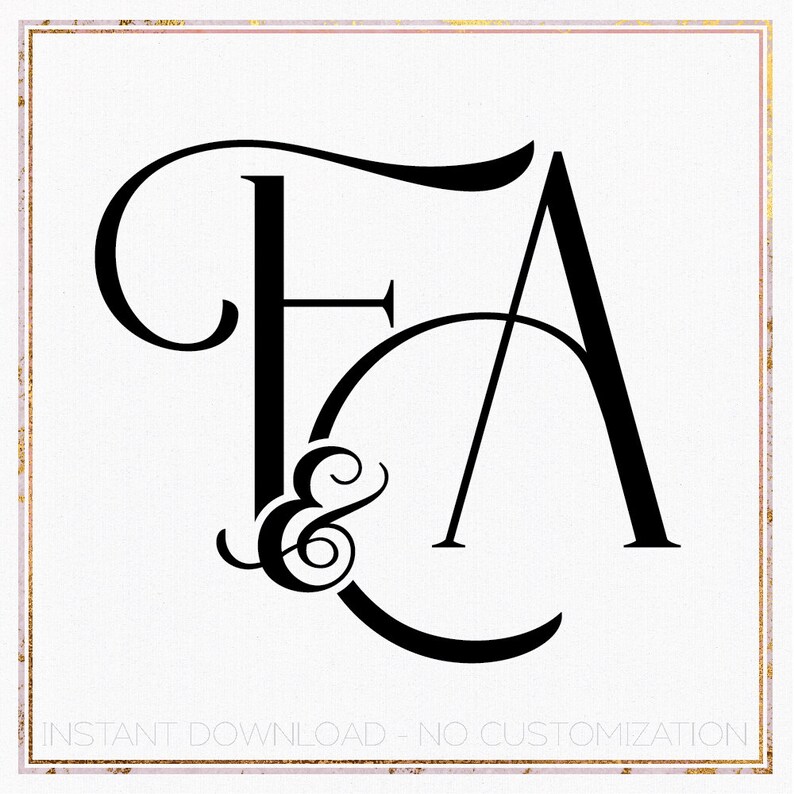 FA Initial Wedding Monogram, Modern Couple Logo (digital Download) - Etsy