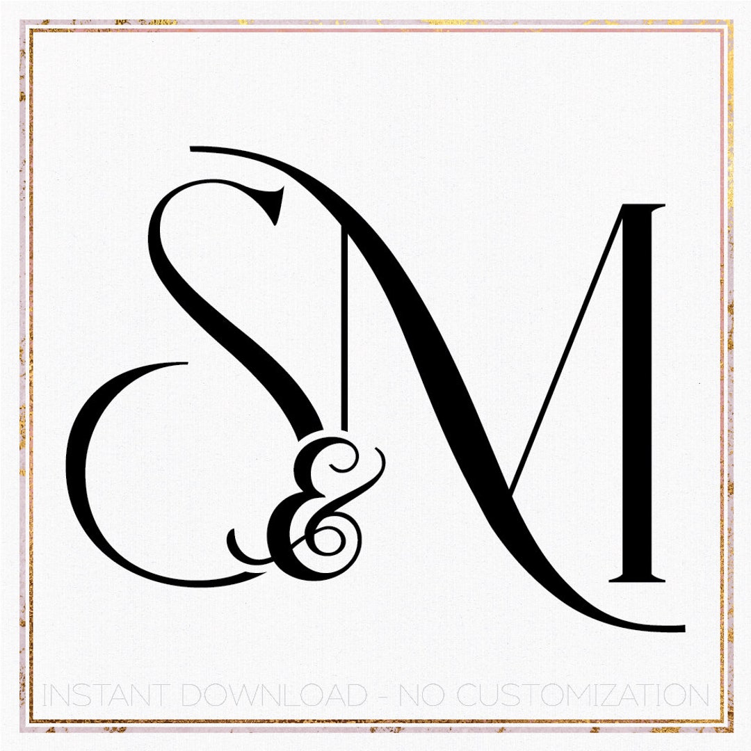 Minimalist Wedding Monogram Logo Design, SM MS Initials (digital ...