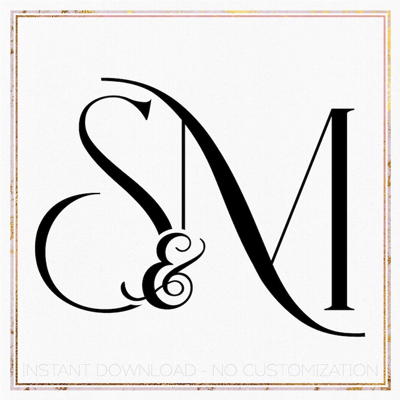 Minimalist Wedding Monogram Logo Design, SM MS Initials (digital ...