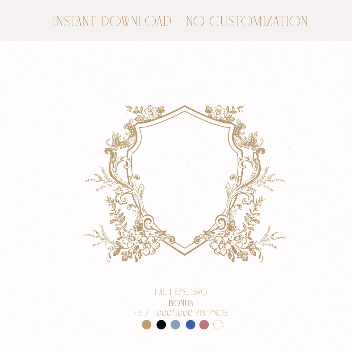 Floral Crest, Crest Svg, Flowers Crest, Floral Frame, Decorative Crest ...