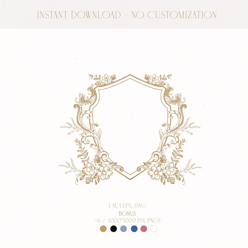 Floral Wedding Crest for Personalized Satitonary and Unique Wedding ...