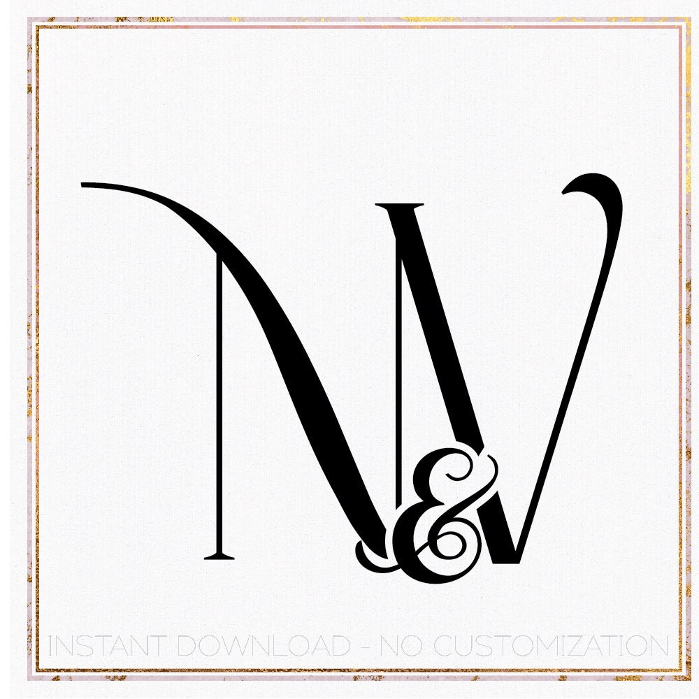 Minimalist Wedding Monogram Logo Design, NV Initials (digital Download ...