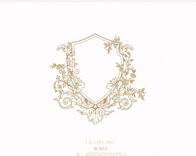 Crests, Wedding Crests, Vintage Wedding Crest,delicate Crest Clipart ...