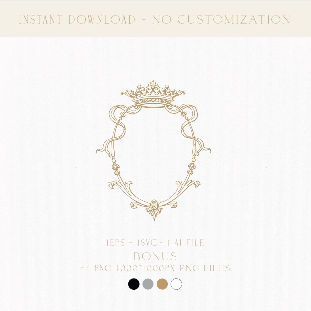Vintage Monogram Wedding Wreath Crest With Crown, Downloadable Wedding ...