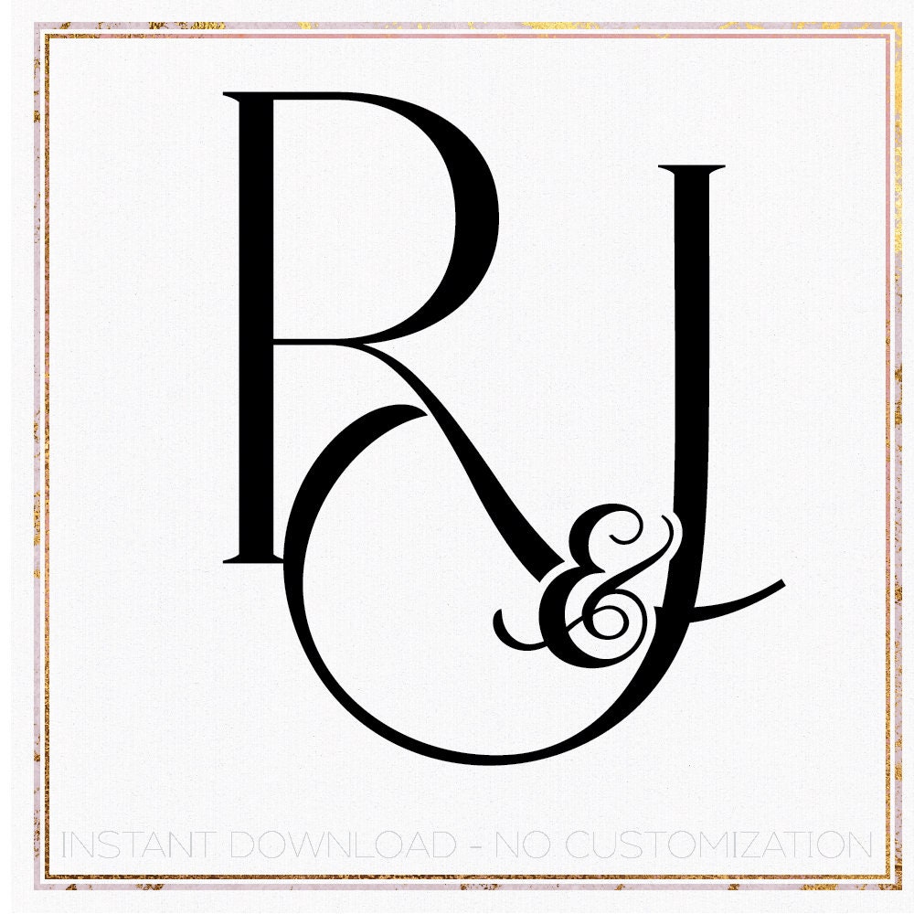 Wedding Logo, Wedding Monogram, Digital Download, RJ, JR, Minimalist ...