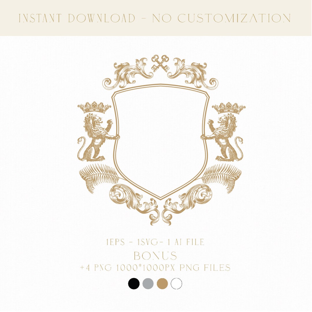 Vintage Monogram Crest Digital Download, Heraldry, Coat of Arms, Family ...