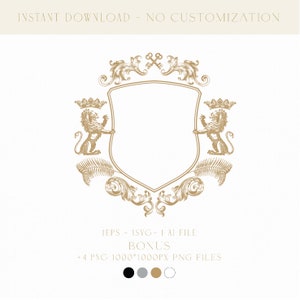 Vintage Wedding Crest Monogram, Family Coat of Arms (digital Download ...
