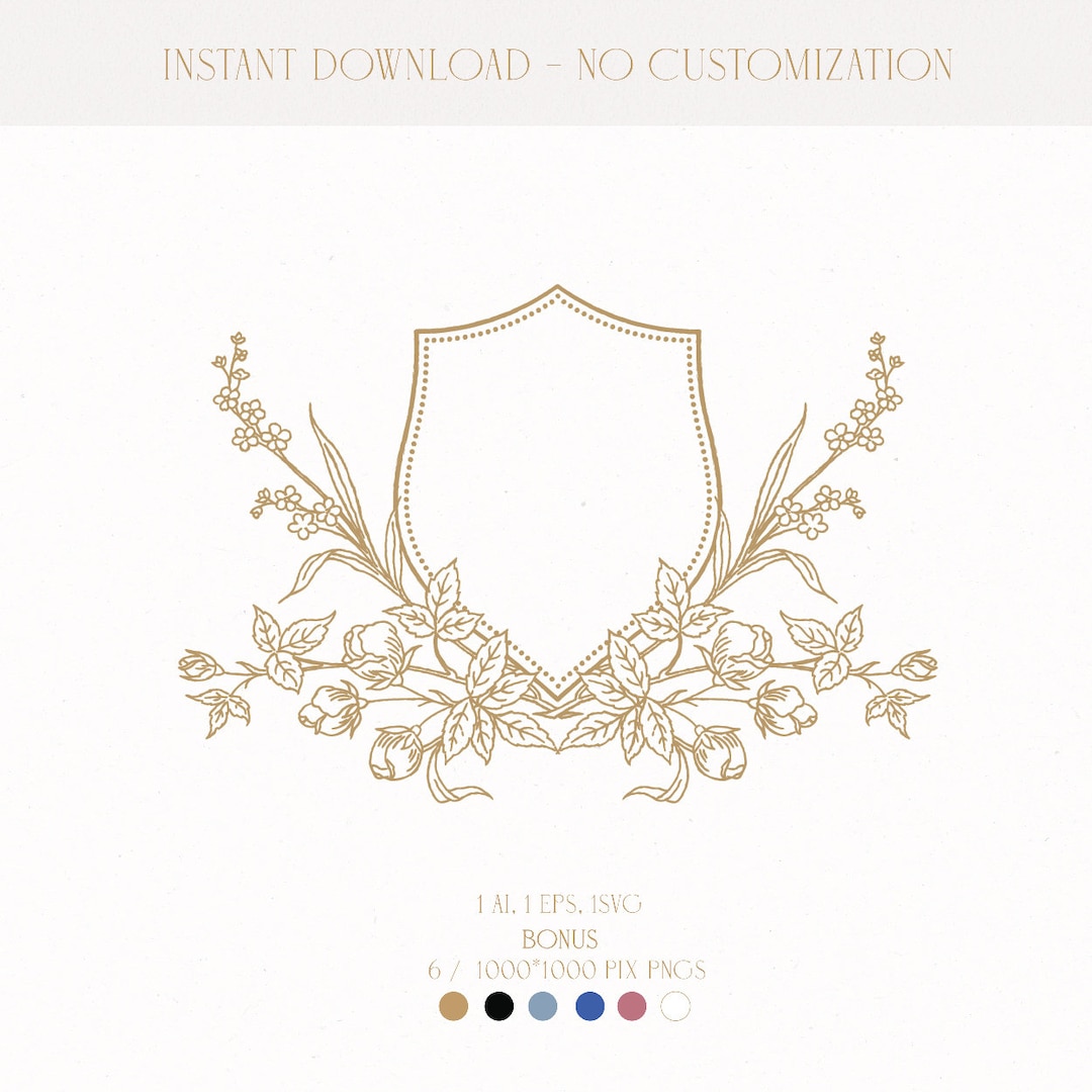 Floral Monogram Crest for Save the Date and Unique Wedding Invitation ...