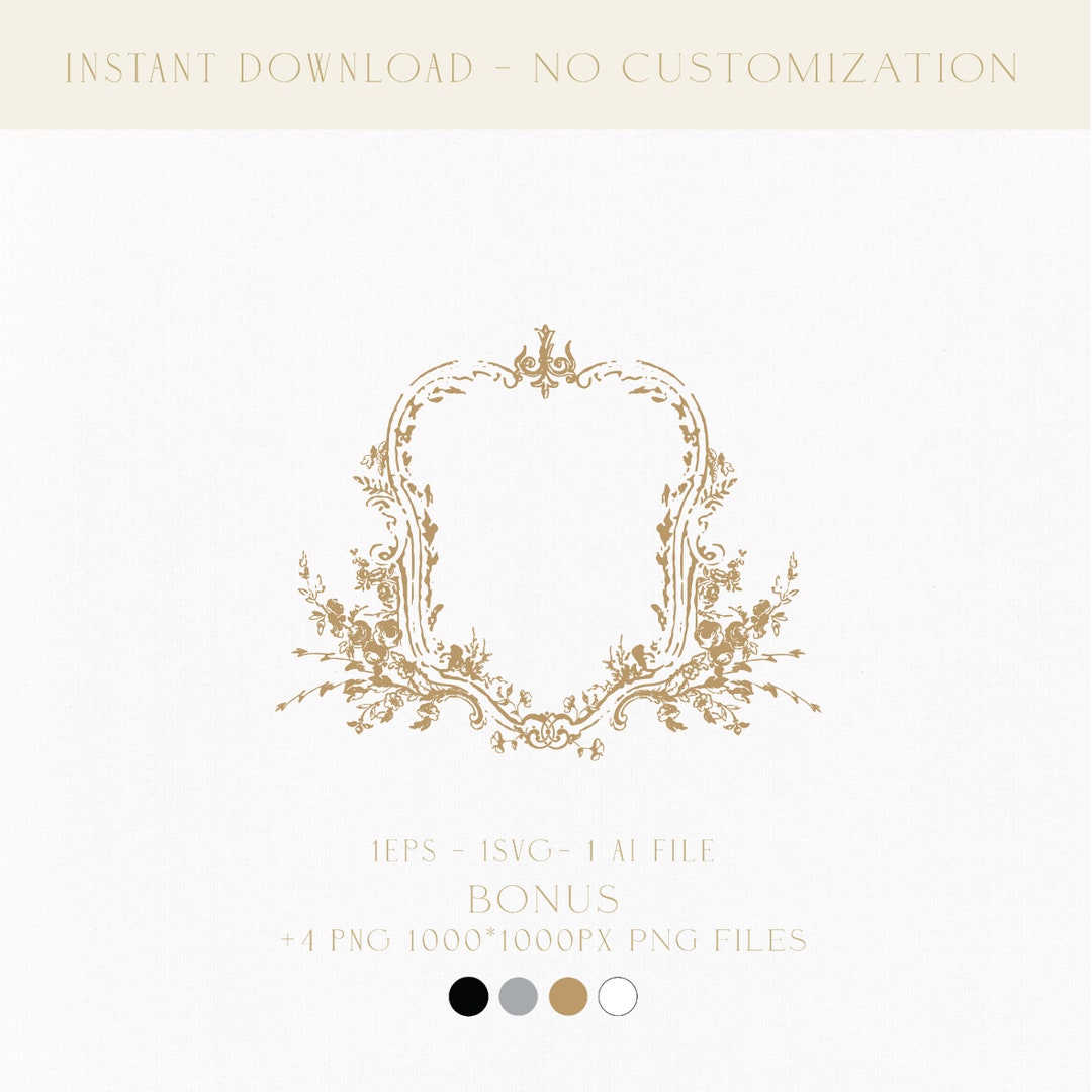 Floral Wedding Crest Logo: Vintage Elegant Design (digital Download) - Etsy