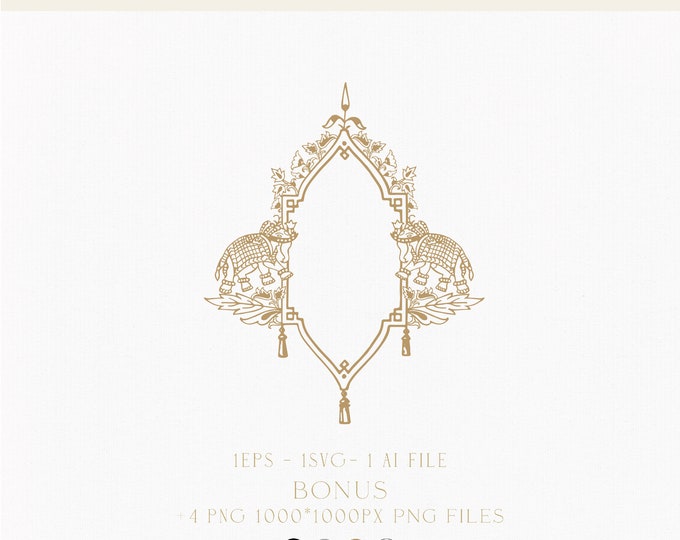Indian Wedding Crest Logo: Elephant Design (digital Download) - Etsy