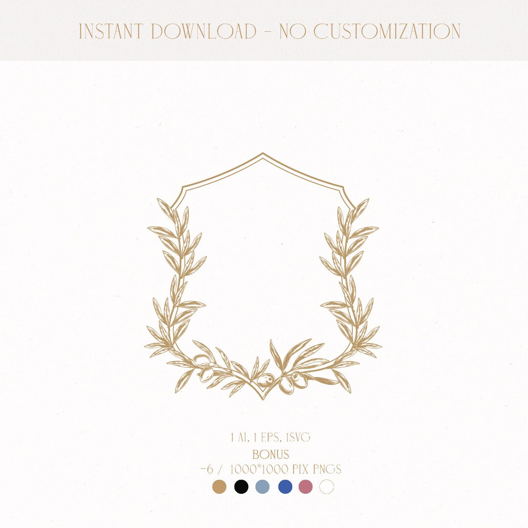 Olive Branch Wedding Crest, Elegant Monogram (digital Download) - Etsy
