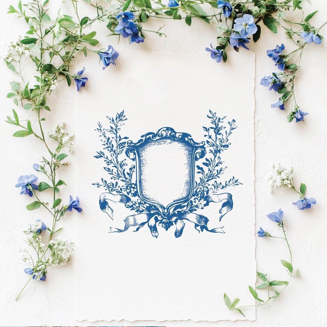 Antique Monogram Floral Crest for Unique Wedding Invitation and ...