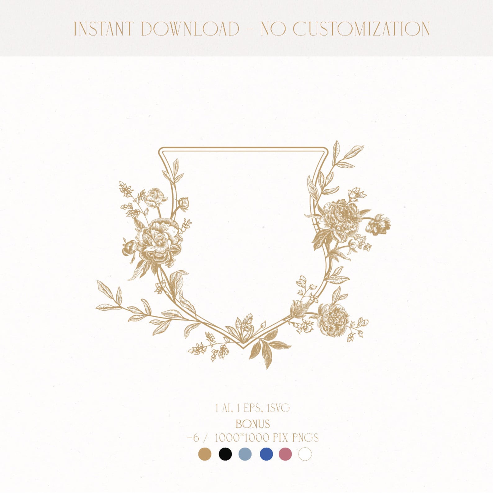 Peonies Vintage Wedding Crest Monogram Logo (digital Download) - Etsy